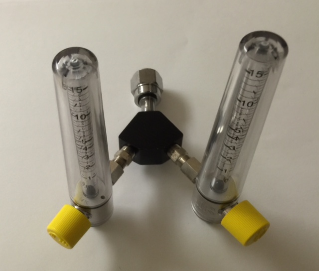 Precision Medical 15 LPM DUAL Air Flowmeter - DISS Female, Hex Nut - RC ...