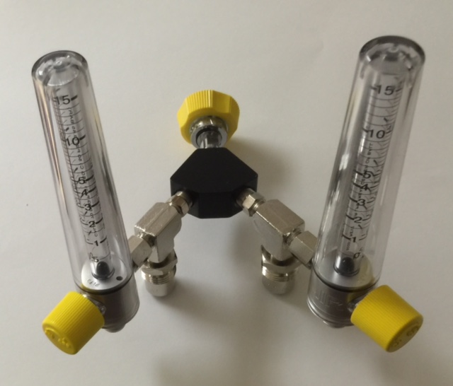 Precision Medical 15 LPM DUAL Air Flowmeter WITH auxiliary valve (PTO ...