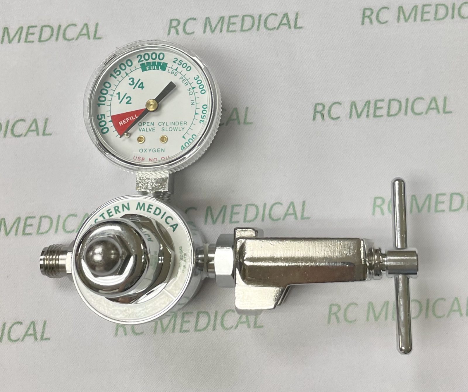 Oxygen Regulator, Small Cylinder, Preset 50 PSI with Check Valve - RC ...