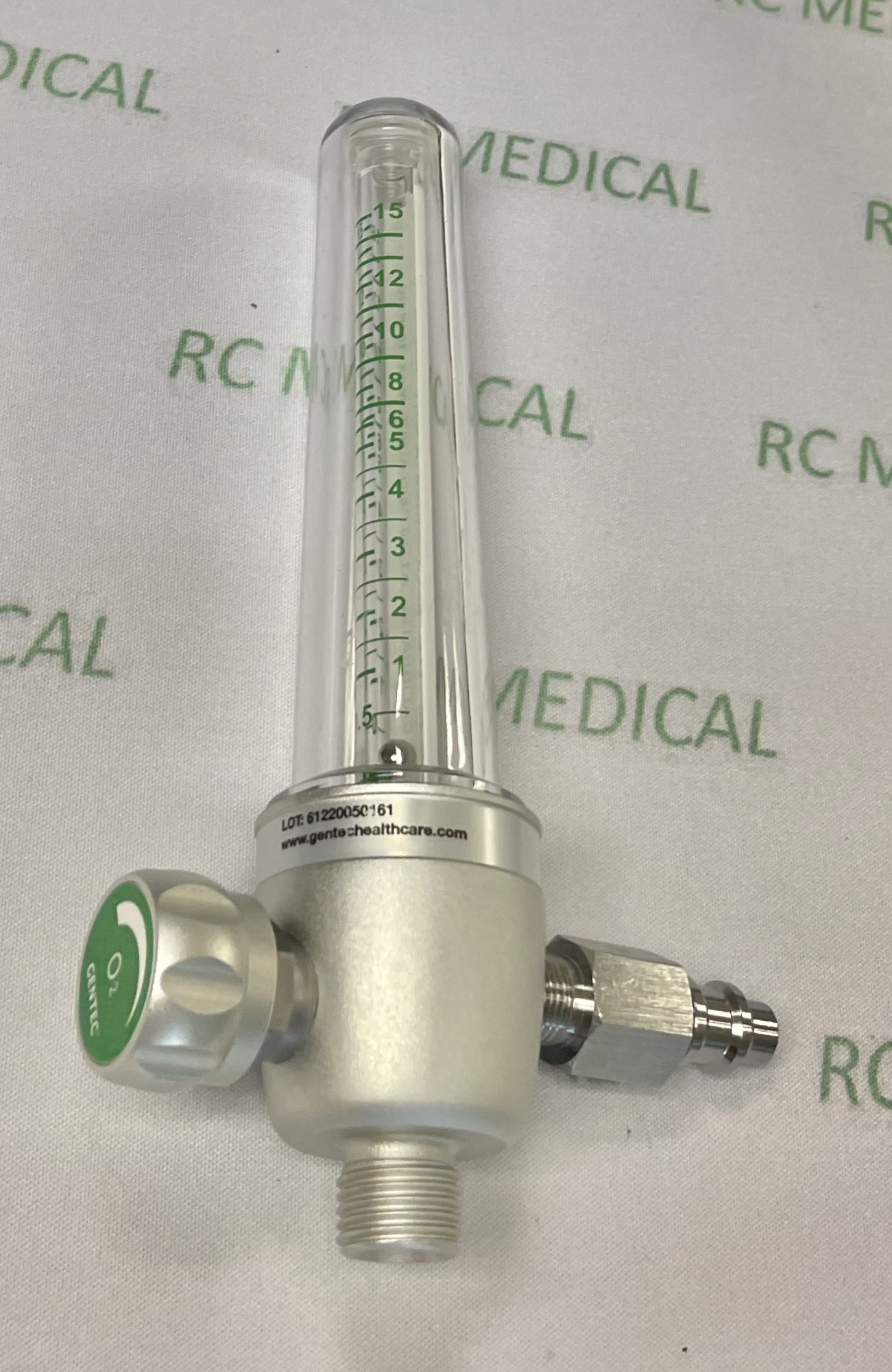 Gentec 0-15 LPM Oxygen Flowmeter with Puritan Bennett Quick Connect ...