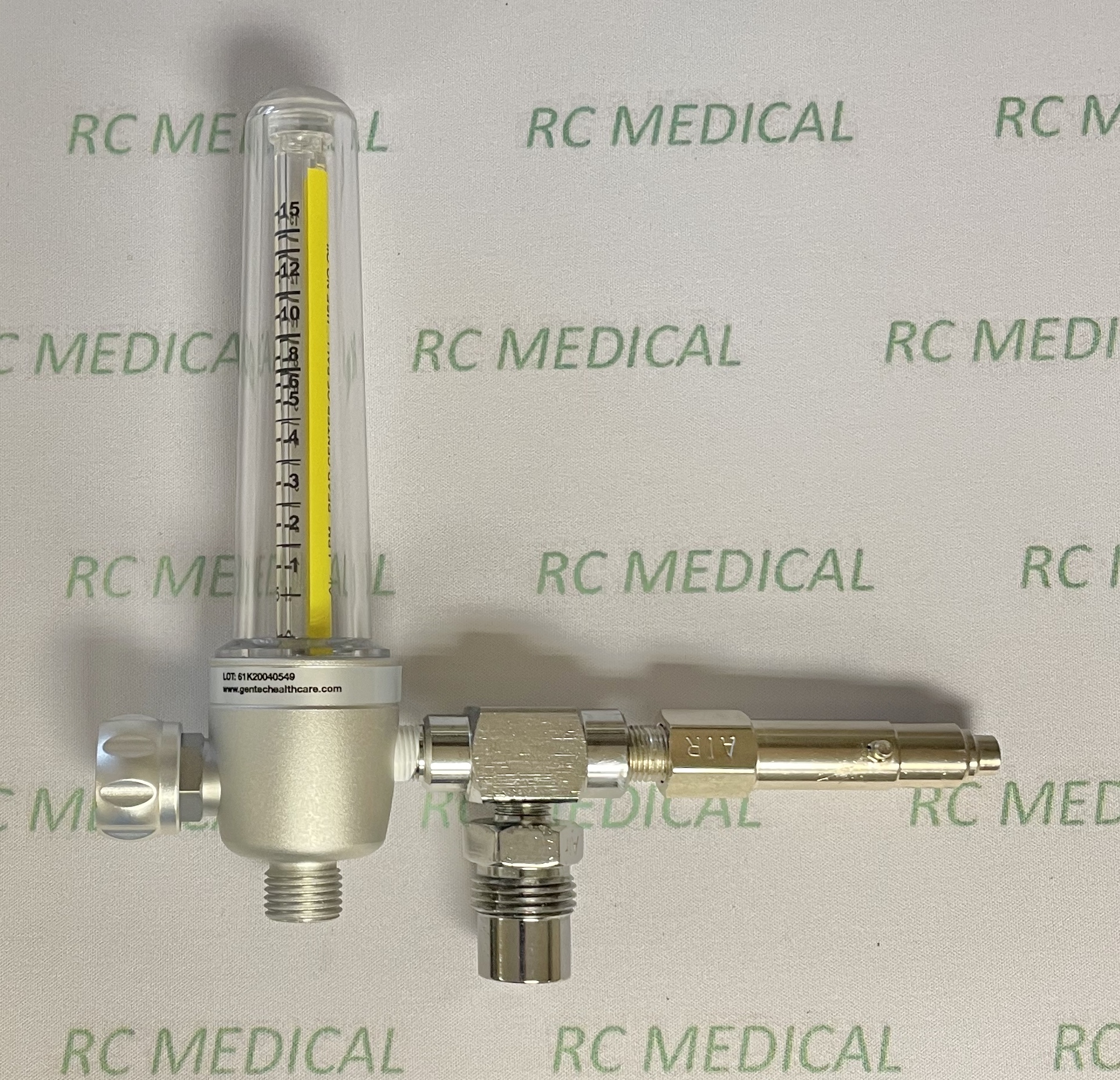 Gentec 0-15 LPM AIR Flowmeter with 50 PSI Auxiliary Valve (PTO) and ...