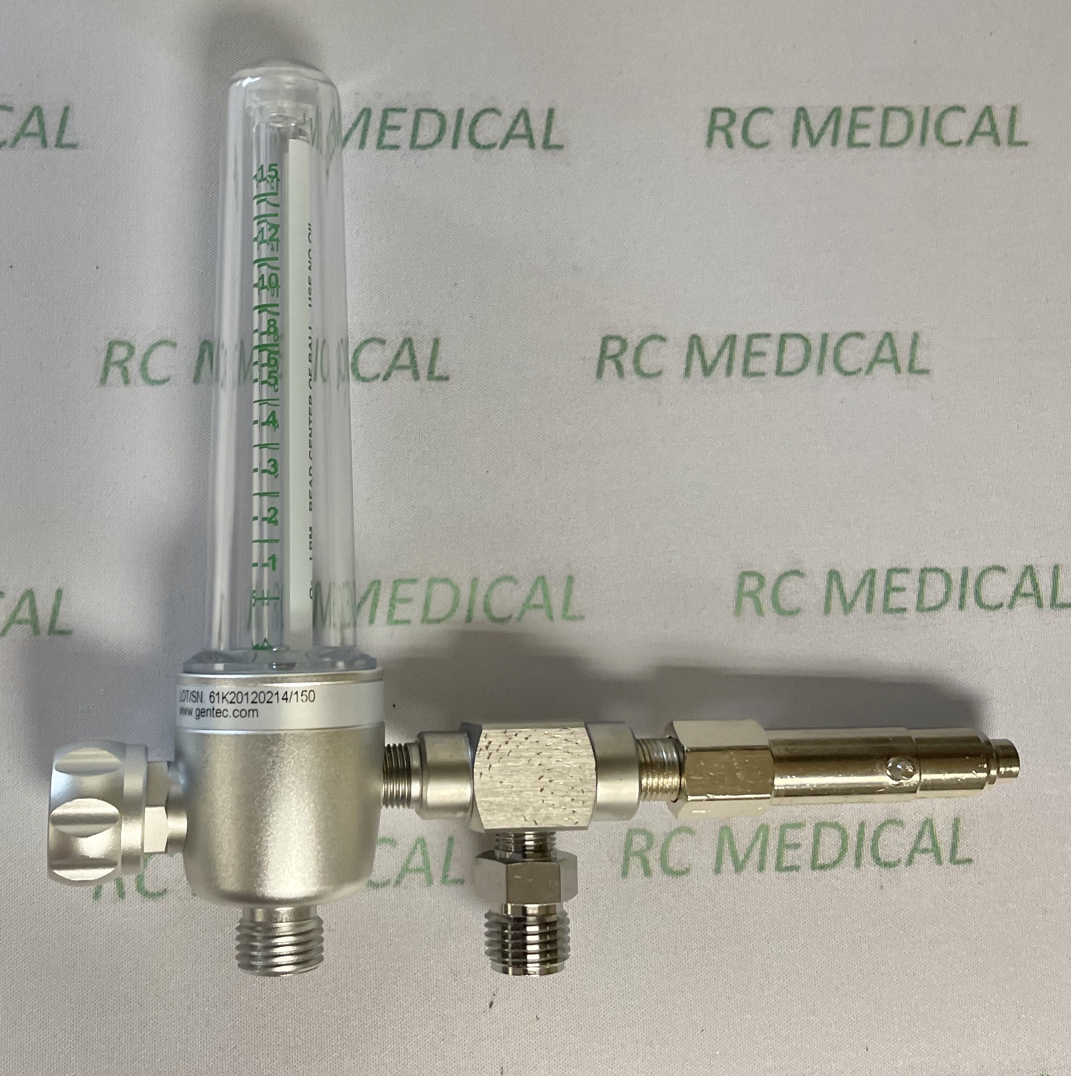 Gentec 0-15 LPM Oxygen Flowmeter with 50 PSI Auxiliary Valve and ...