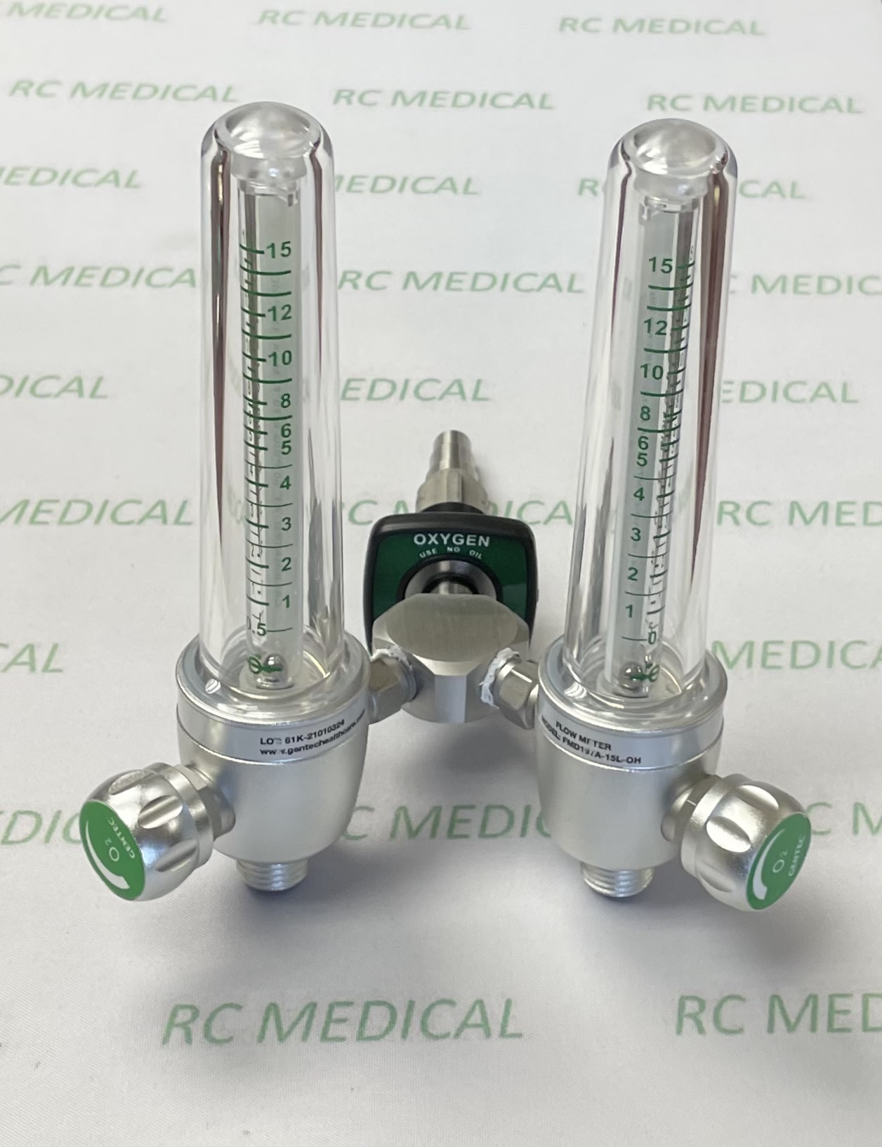 Gentec 0-15 LPM Dual Oxygen Flowmeter with Medstar Quick Connect - RC ...