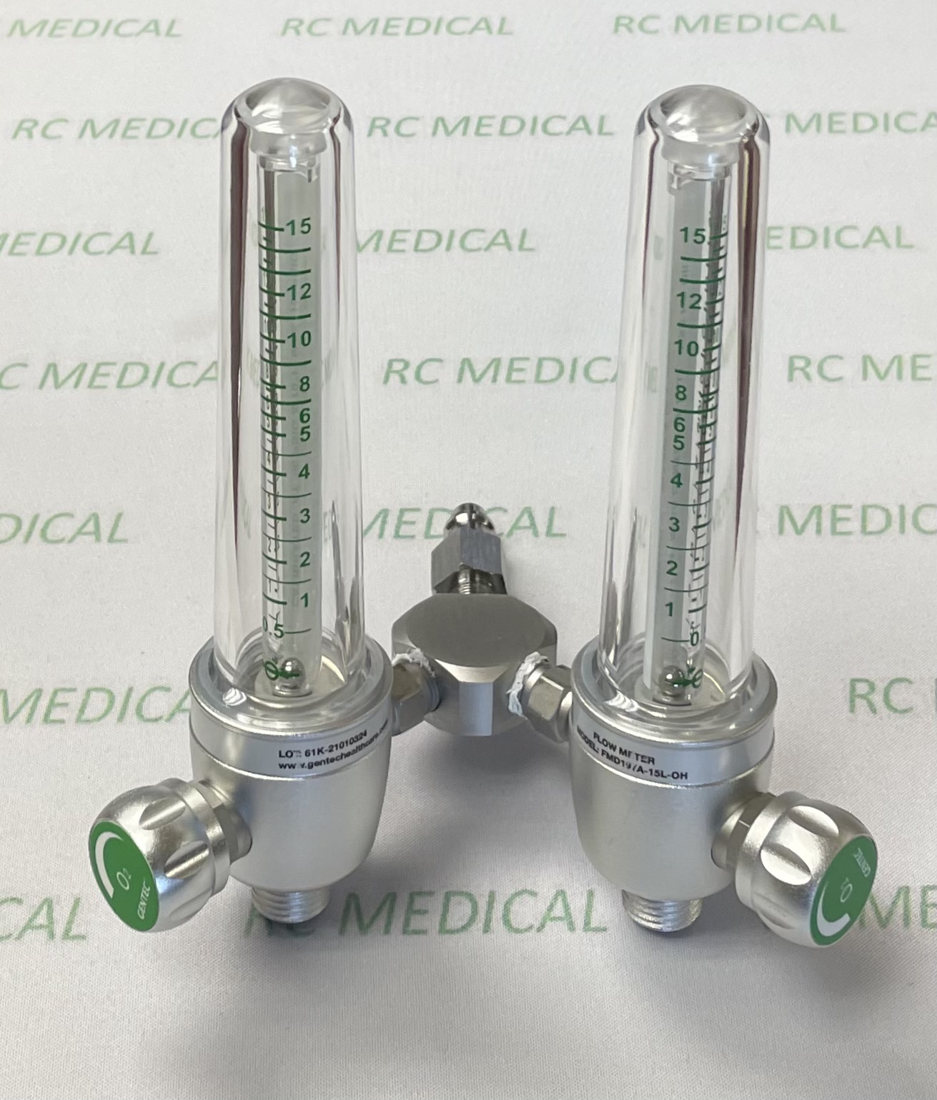 Gentec 0-15 LPM Dual Oxygen Flowmeter with Puritan-Bennett Quick ...