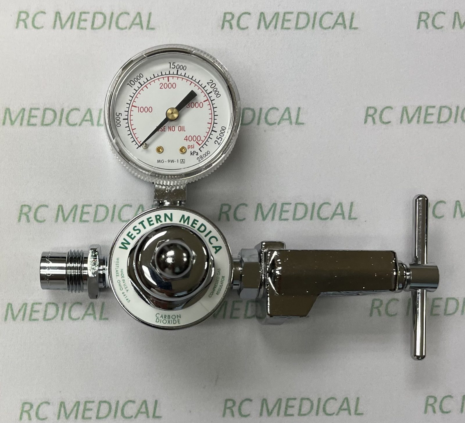 Western Medica CO2 Regulator, Preset 50 PSI, Small Cylinder - RC Medical